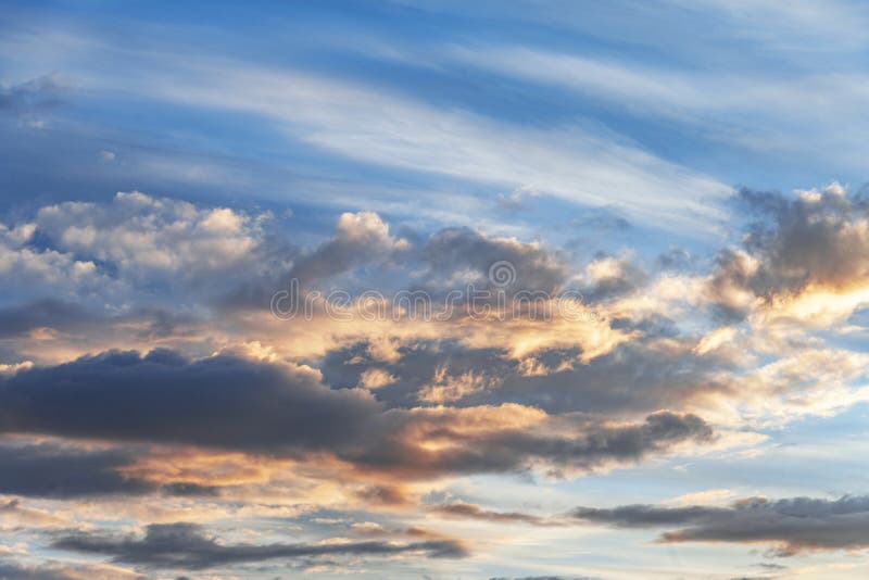 Beautiful Evening Sky with Clouds. Stock Photo - Image of vibrant, orange: 270382374
