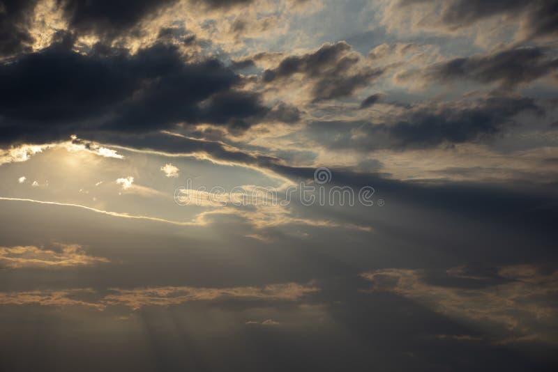 Beautiful Evening Sunset with Clouds and Sun Rays Stock Image - Image ...
