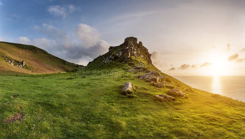 Beautiful Evening Sunset Landscape Image of Valley of the Rocks Stock ...