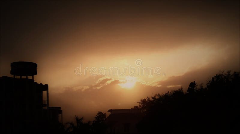 A Beautiful Evening Sunset Scenery Stock Image - Image of evening ...