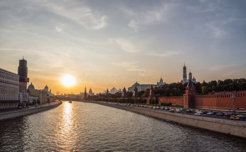 Beautiful Evening View of the Moscow River and the Architectural ...