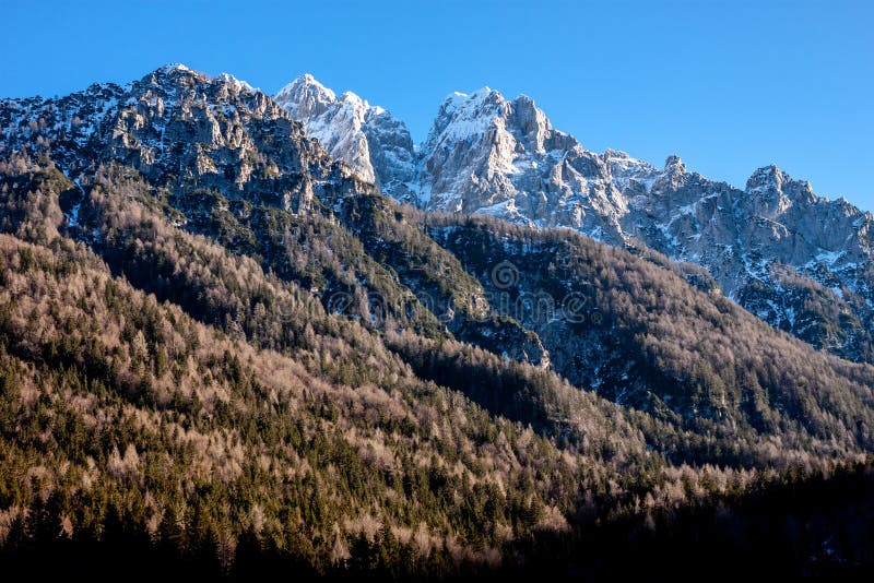 Beautiful Evening Winter Mountain Rocks Landscape Stock Photo - Image ...