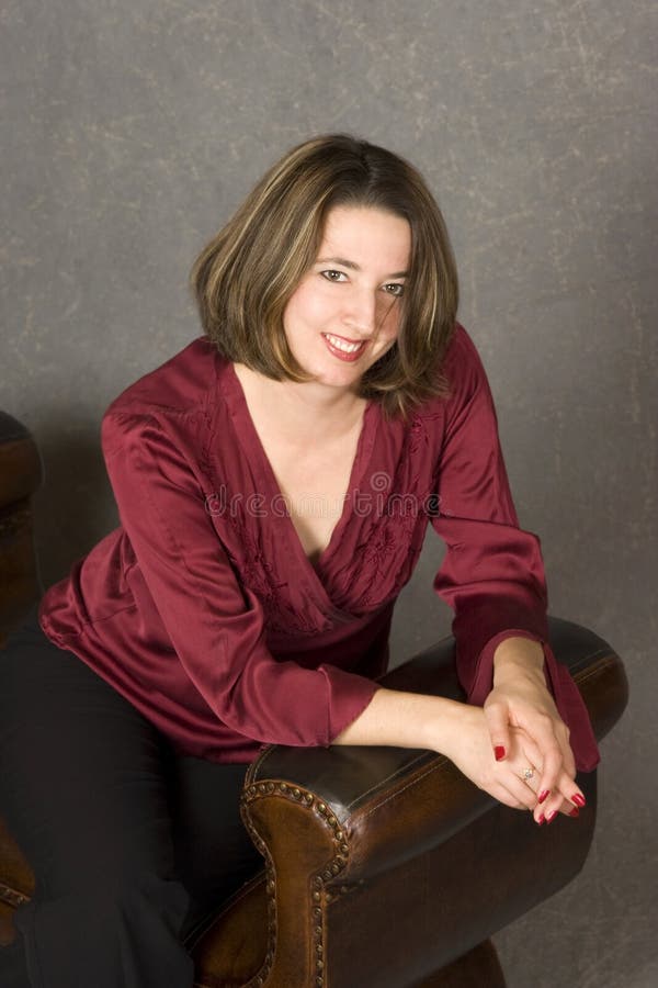 Beautiful Everyday Woman Seated Stock Image - Image of cheerful ...