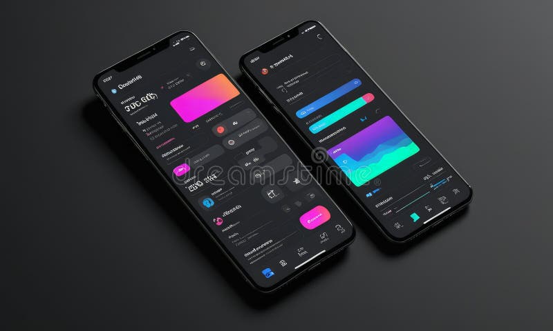 Two Iphones with Different Uip Stock Illustration - Illustration of ...