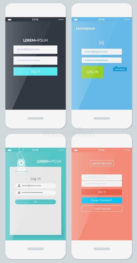 Beautiful Examples of Login Forms for Websites and Stock Vector ...