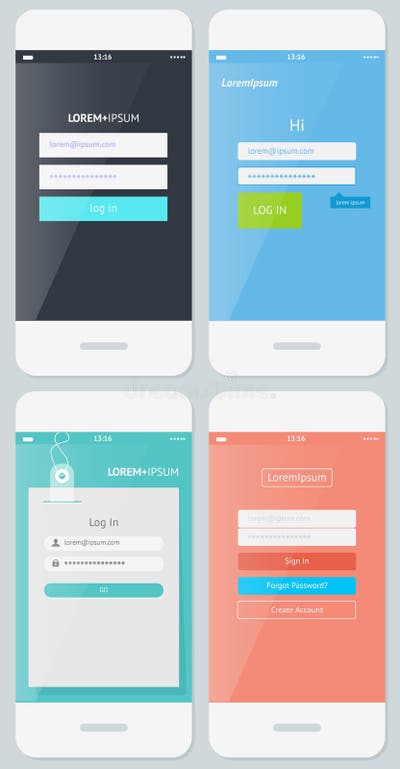 Beautiful Examples of Login Forms for Websites and Stock Vector ...