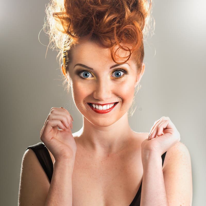Beautiful Excited Red-haired Girl Stock Image - Image of gorgeous, girl ...