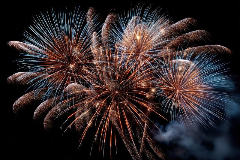 A Spectacular Bunch of Fireworks are Brilliantly Exploding in the Night ...