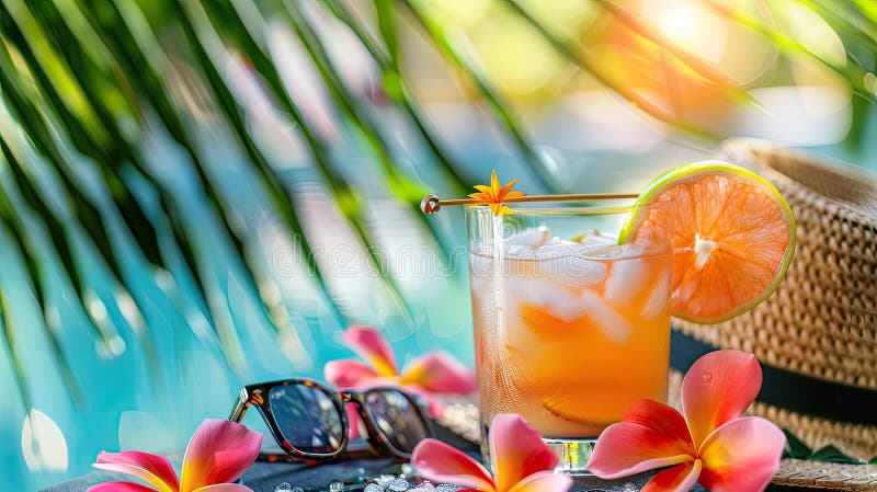 Beautiful Exotic Cocktails on the Beach. Selective Focus Stock Image ...