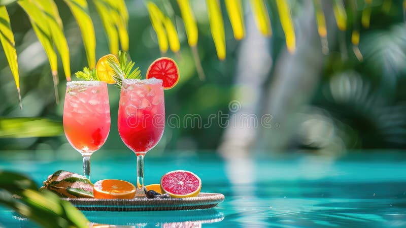 Beautiful Exotic Cocktails on the Beach. Selective Focus Stock Image ...