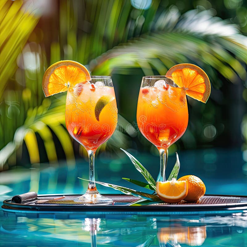 Beautiful Exotic Cocktails on the Beach. Selective Focus Stock Image ...