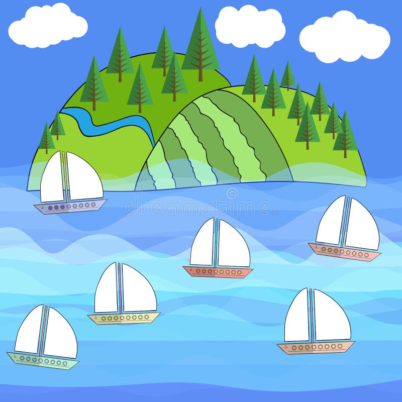 Beautiful Exotic Island Vector Sea Stock Vector - Illustration of ...