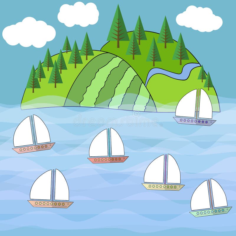 Beautiful Exotic Island Vector Sea Stock Vector - Illustration of ...