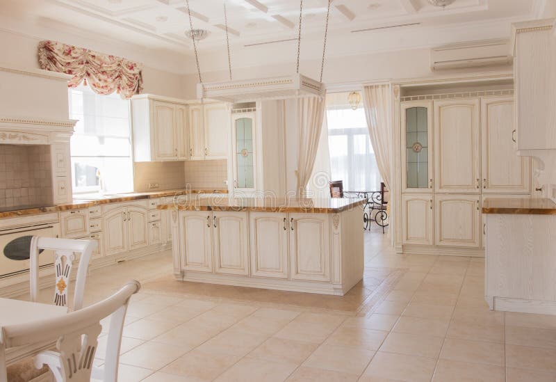 Beautiful Interior of the Kitchen Area Stock Image - Image of furniture ...