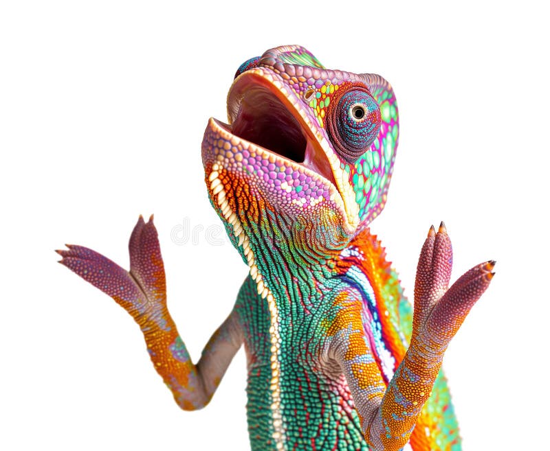 Singing Chameleon Isolated on a White Background Stock Illustration ...