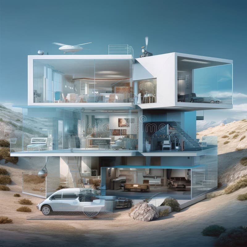 The Exterior of the House of the Future Stock Illustration ...