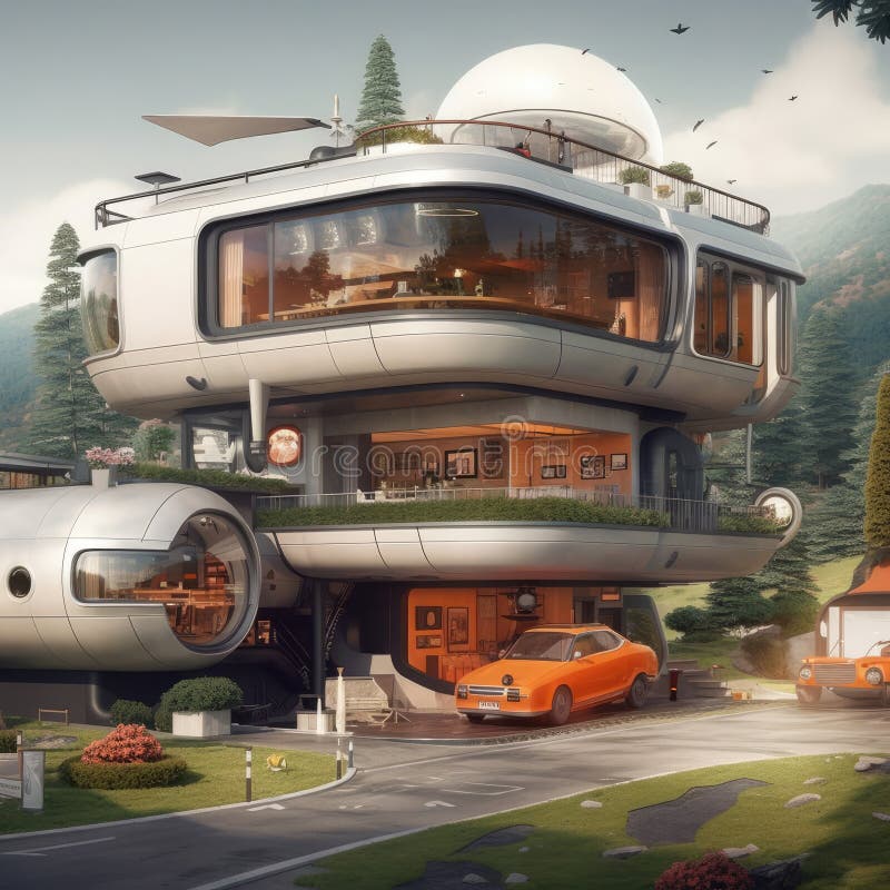 The Exterior of the House of the Future Stock Illustration ...