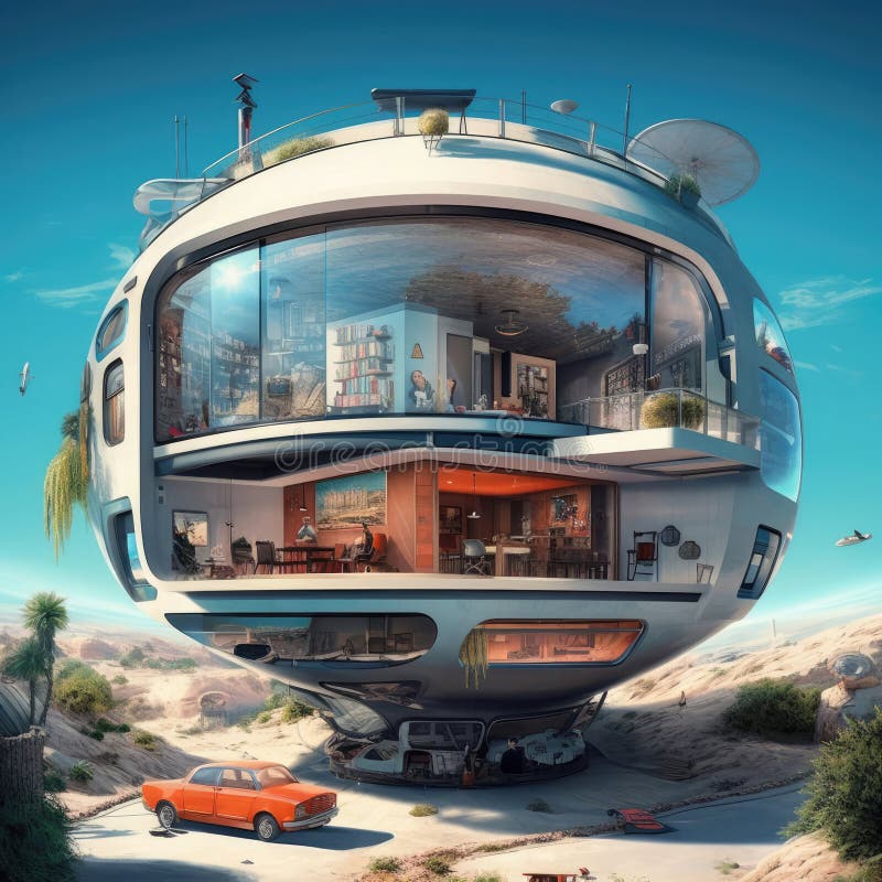 The Exterior of the House of the Future Stock Illustration ...