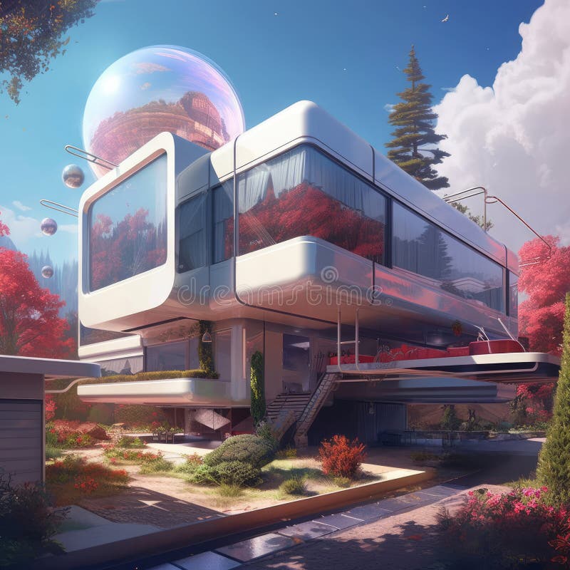 The Exterior of the House of the Future Stock Illustration ...