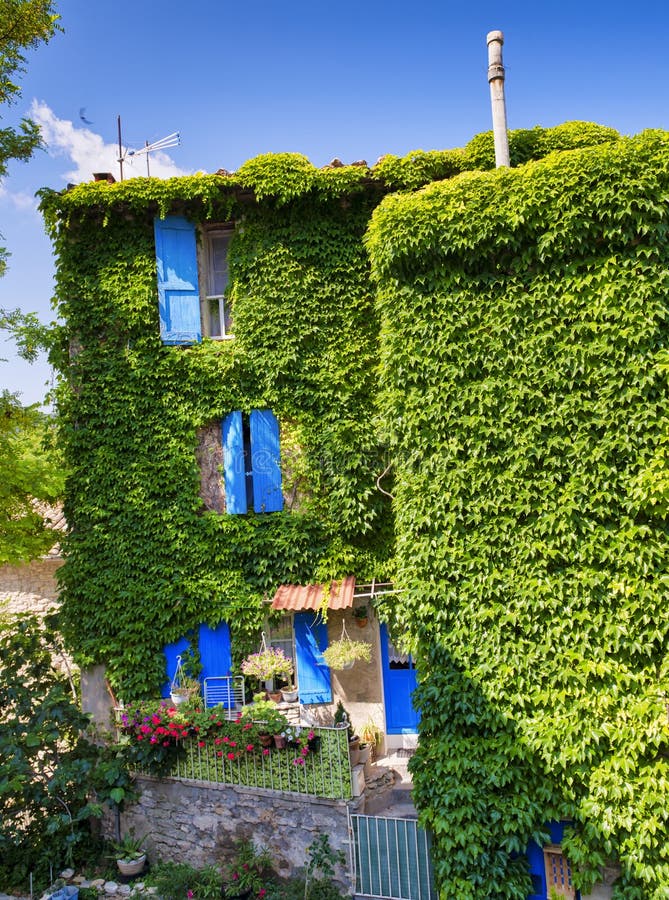 Beautiful External View of House in Provence with Ivy Stock Image ...