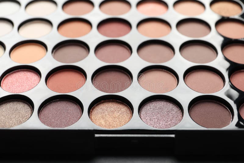 Beautiful Eye Shadow Palettes on Light Blue Background, Flat Lay. Space ...