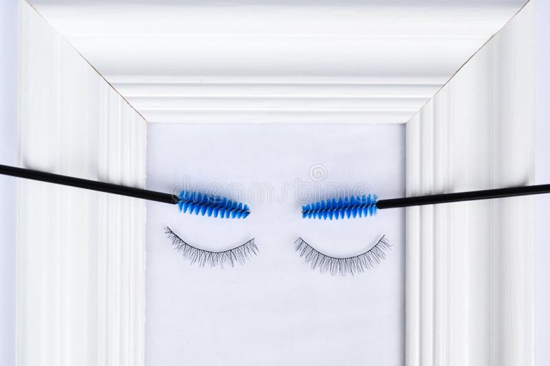 Beautiful Eyelashes and Eyebrows Concept: White Photo Frame Decorated ...