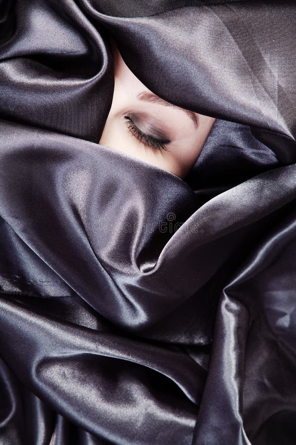 Beautiful eyes in satin stock image. Image of lady, lips - 39252527