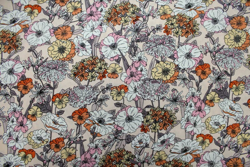 Beautiful Fabric with Floral Patterns Stock Illustration - Illustration ...