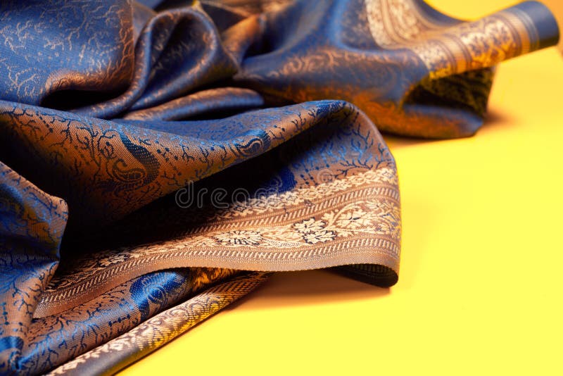 Beautiful Fabric with Golden Lining Stock Photo - Image of garment ...