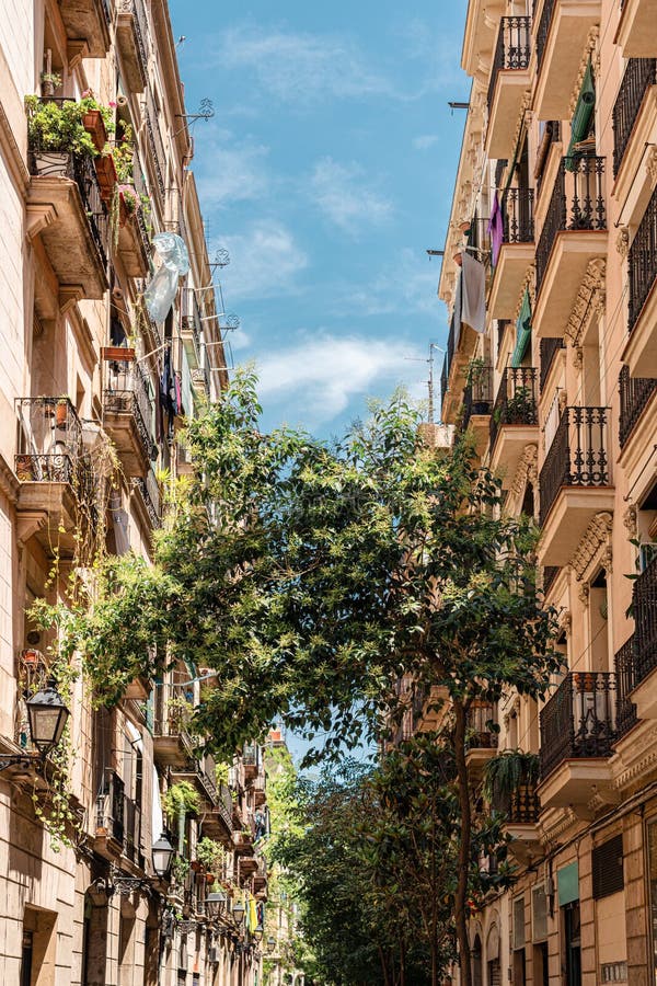 Beautiful Facade Building Architecture in Barcelona, Spain Stock Image ...