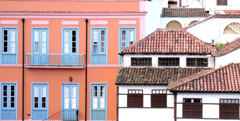 Beautiful Facade of Colorful Buildings Stock Image - Image of roofs ...