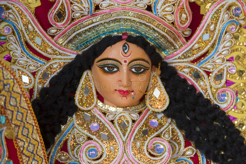 Beautiful Face of Hindu Goddess Durga Idol Stock Image - Image of ...