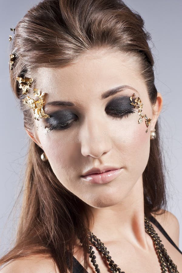 Beautiful Face.Perfect Makeup Stock Photo - Image of brunette, long ...