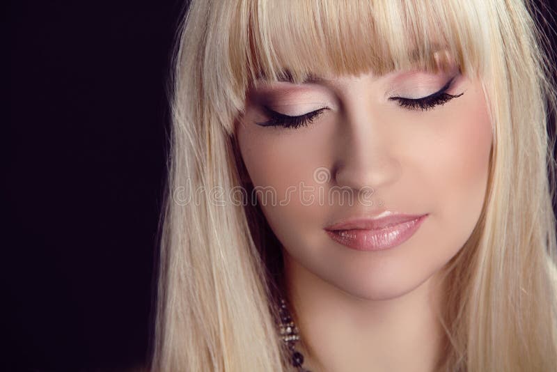 Beautiful Face. Professional Makeup Stock Photo - Image of cute, long ...