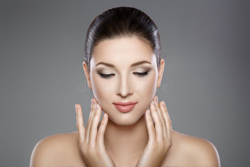 Beautiful Face Of Woman With Blue Eyes And Clean Fresh Skin Spa