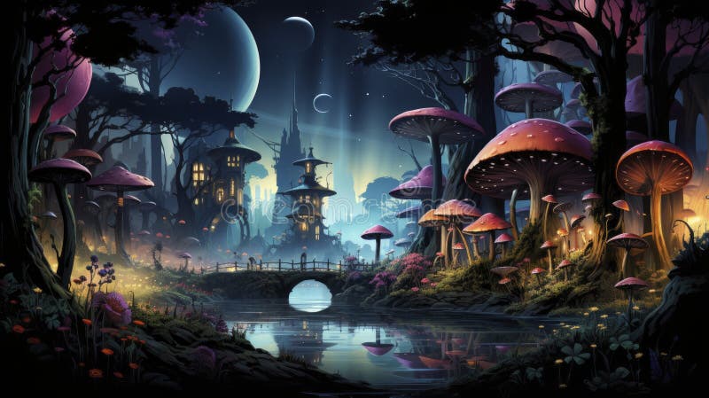 Beautiful Fairy World Landscape. Fantasy Background for Journals ...