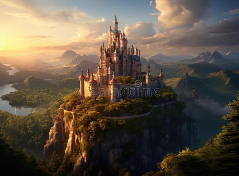 A Beautiful Fairytale Castle on the Edge of the Forest, Surrounded by ...