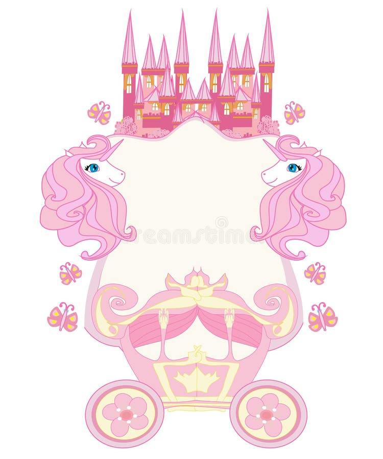 Beautiful Fairytale Pink Castle Frame Stock Vector - Illustration of ...