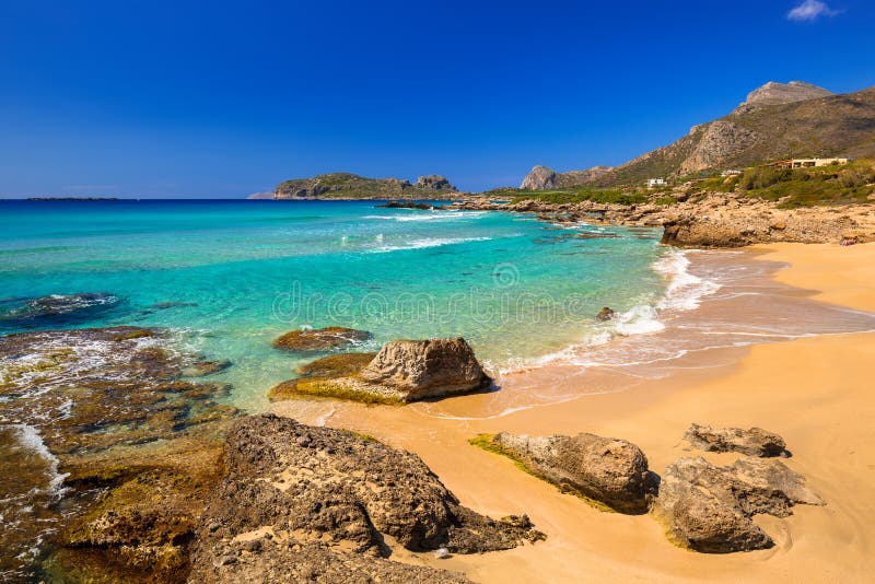 Beautiful Falassarna Beach on Crete Stock Image - Image of blue, ocean ...