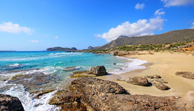 Beautiful Falassarna Beach on Crete Stock Image - Image of coastline ...