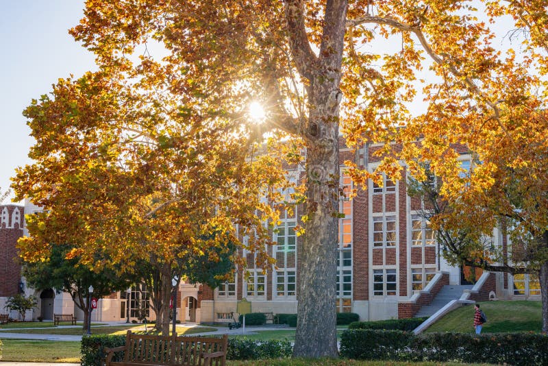 Beautiful Fall Color View of the Campus of Univeristy of Oklahoma ...