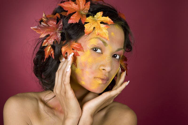 Beautiful fall face stock photo. Image of leaf, person - 20586628