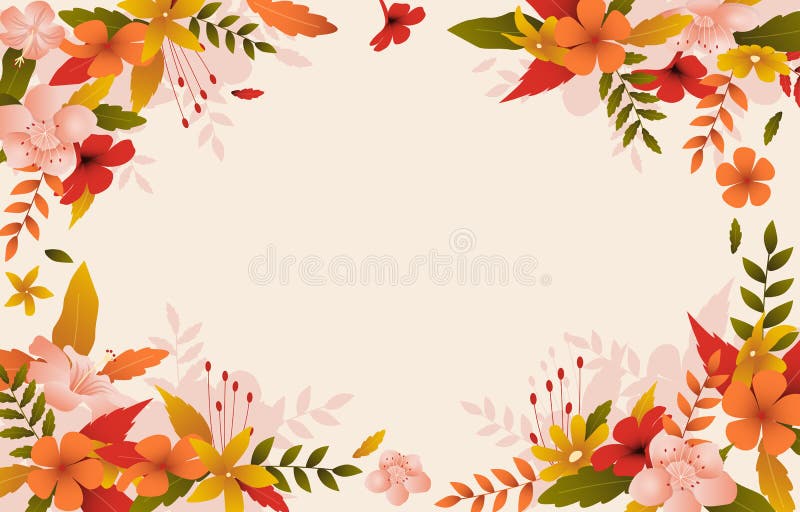 Beautiful Flower Floral Summer Autumn Border Background Stock Vector ...
