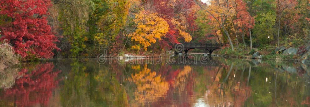 Beautiful Fall Panorama in Central Park. Stock Image - Image of autumn ...