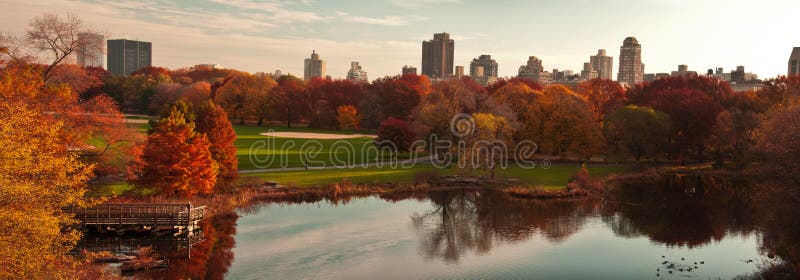 Beautiful Fall Panorama in Central Park. Stock Photo - Image of ...