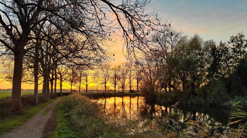 Beautiful Fall Park at Sunset Stock Image - Image of lake, view: 261541923