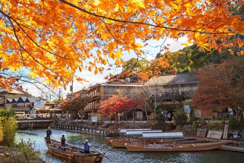 Beautiful Fall Season of Maple and River, Arashiyama, Japan Editorial ...
