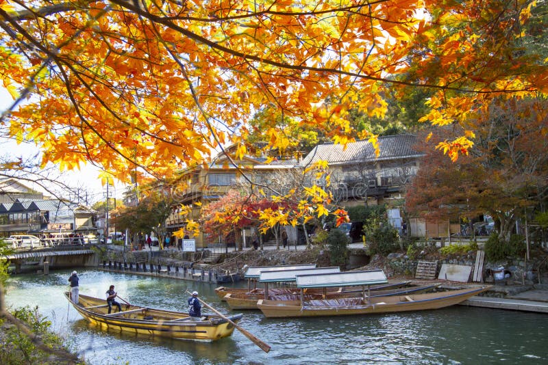 Beautiful Fall Season of Maple and River, Arashiyama, Japan Editorial ...