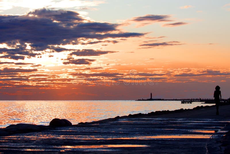 Beautiful Fall Sunset on the Beach Stock Image - Image of tranquil ...