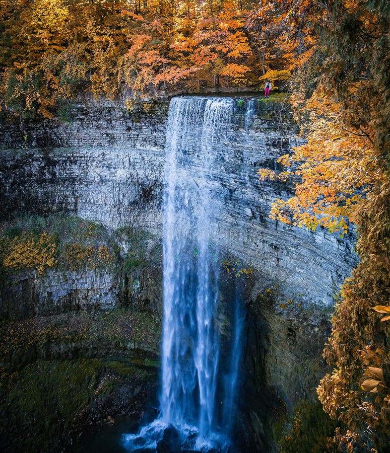 Beautiful Fall Trees and Waterfall Stock Photo - Image of outdoors ...
